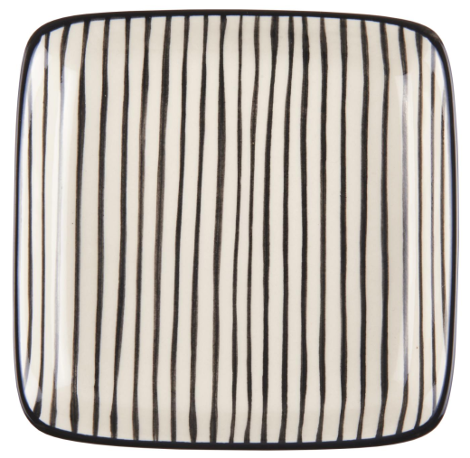 Square Ceramic Dish with Black Stripes - Culture Trend