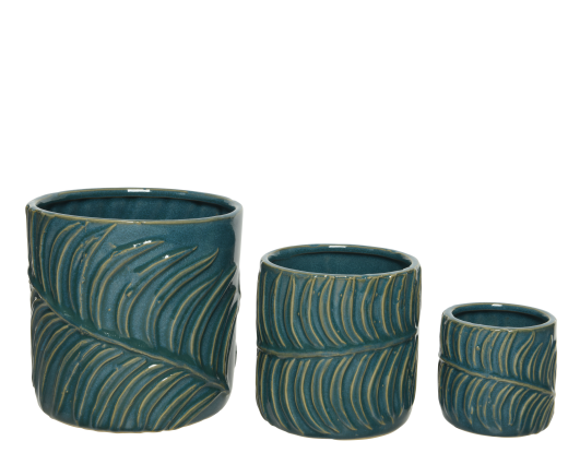 Teal Glazed Leaf Planter - Culture Trend
